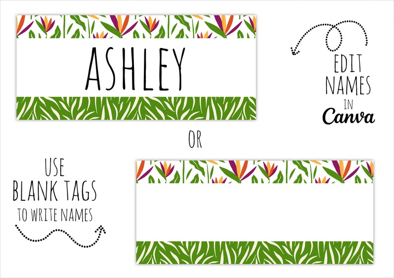 Classroom Name Tags Template Floral Flowers Editable | Printable ...