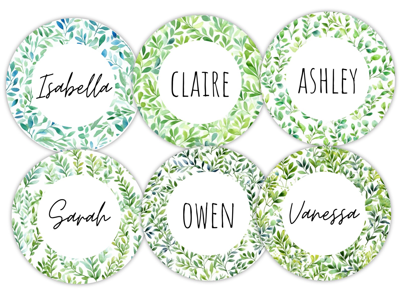 Classroom Name Tags Template Greenery Botanical Leafy Editable ...