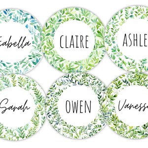Classroom Name Tags Template Greenery Botanical Leafy Editable ...