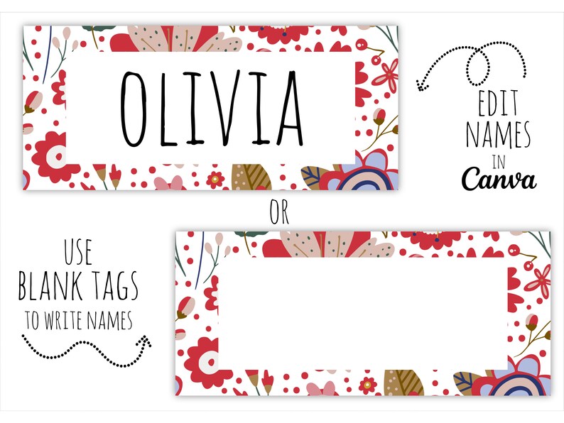Classroom Name Tags Template Flowers | Editable | Printable ...