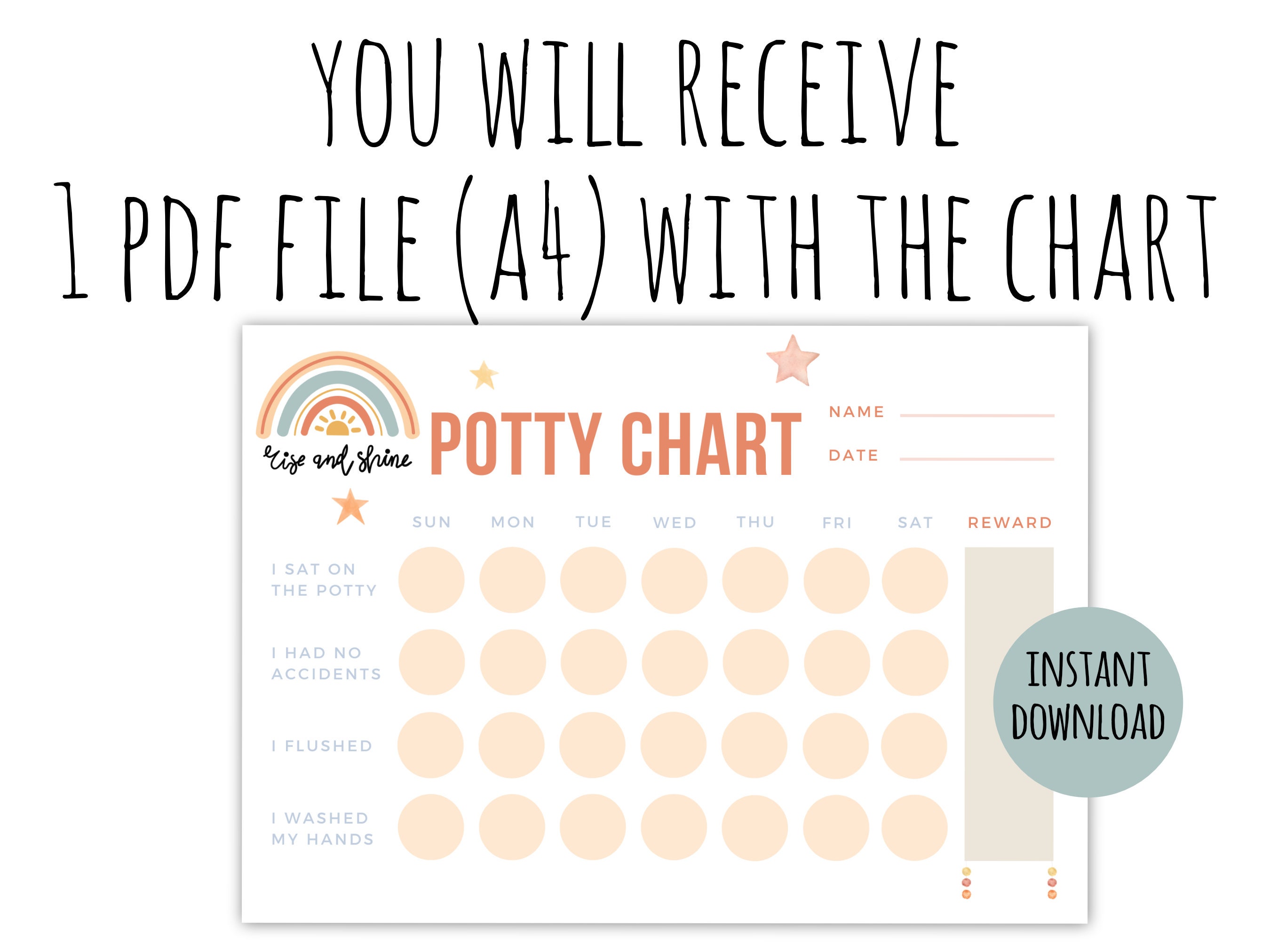 Potty Chart Printable Rainbow | Potty Training Chart | Reward Chart ...