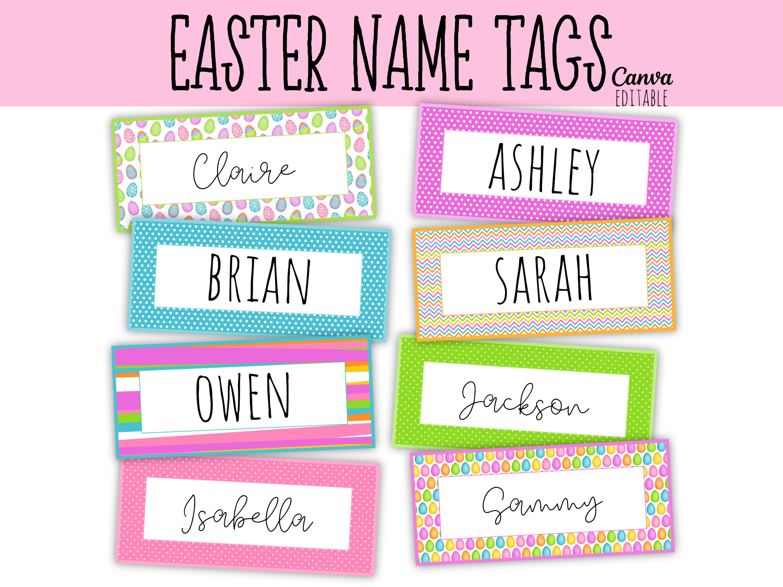 Easter Name Tags Template Classroom Editable Tags | Printable ...