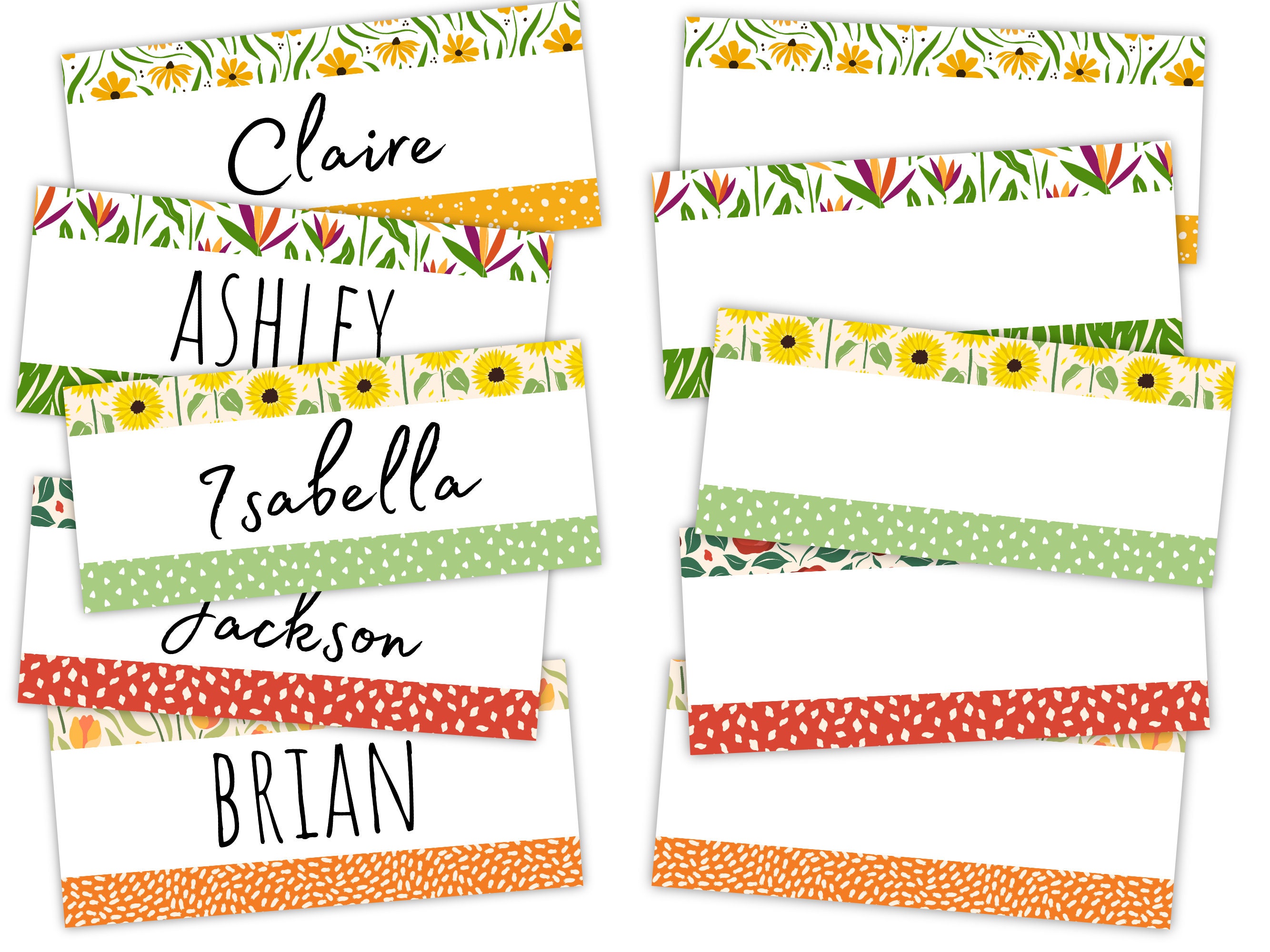 Classroom Name Tags Template Floral Flowers Editable | Printable ...
