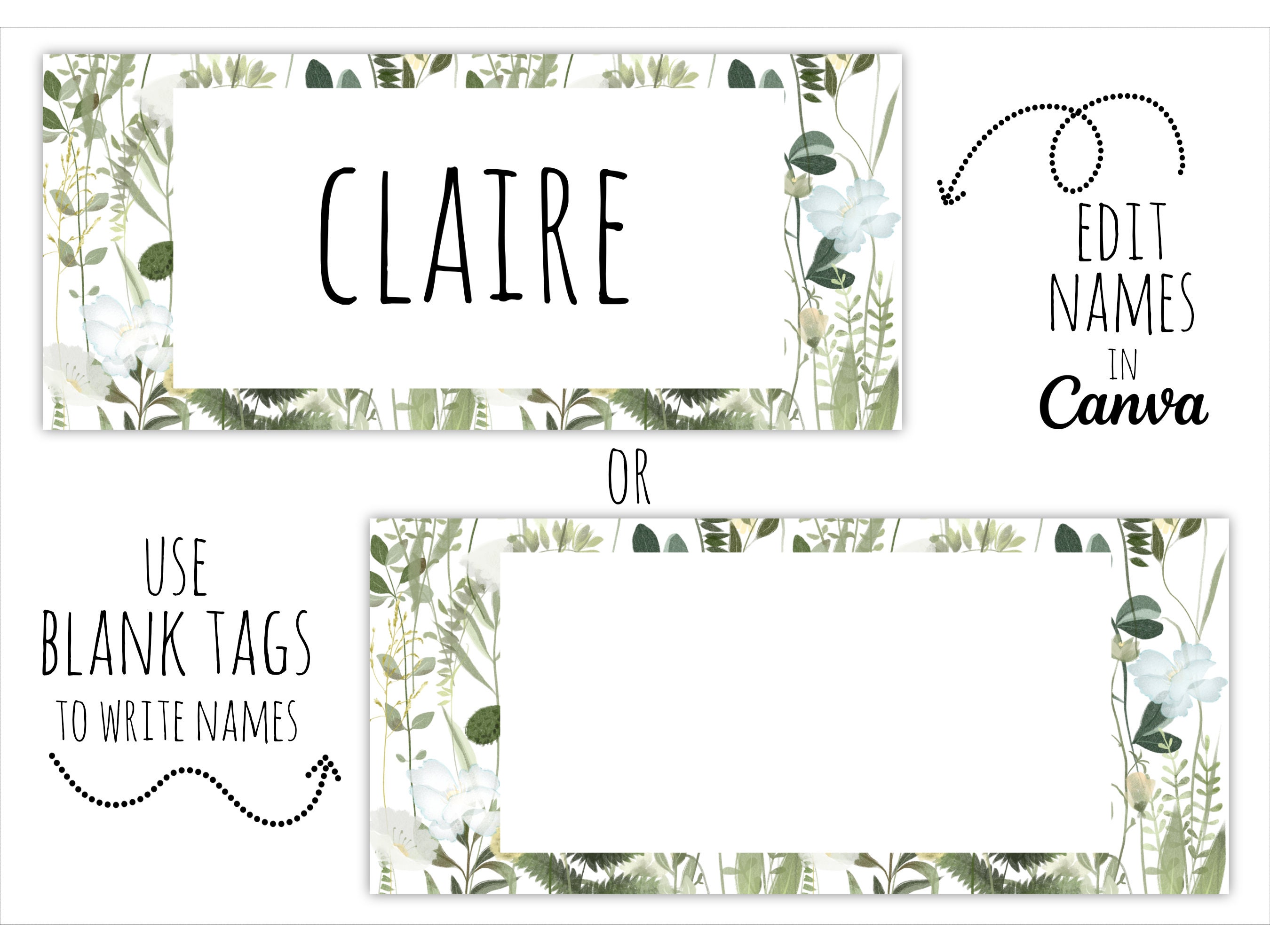 Classroom Name Tags Template Flowers | Editable | Printable ...
