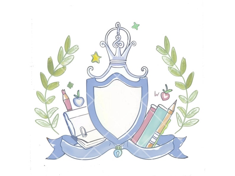 Back to School Crests, Watercolor Pngs, Instant Download, Hand Drawn ...