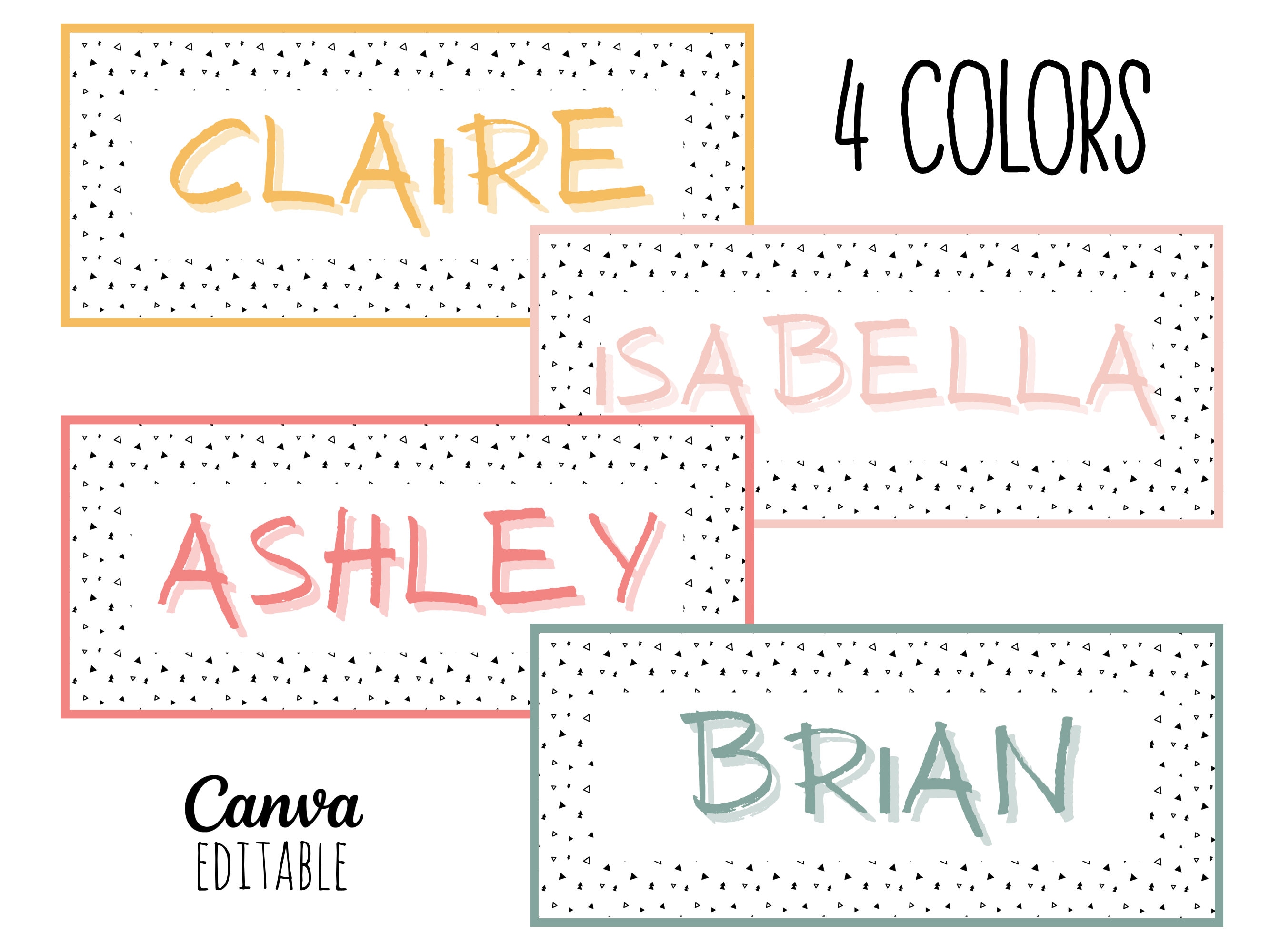 Classroom Name Tags Template Pastel Doodle Editable | Printable ...