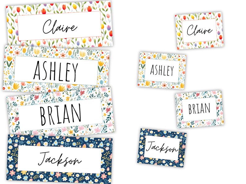 Classroom Name Tags Template Floral Flowers Editable | Printable ...