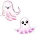 Cute Pink Autumn Ghosts Pumpkins Clipart, Watercolor PNG, Digital ...