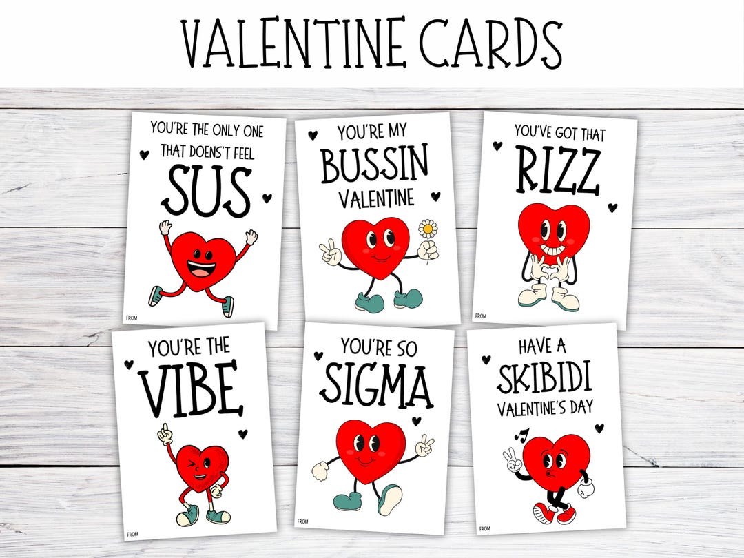 Valentine's Day Cards Kids Slang, Funny Printable Classroom Valentine ...