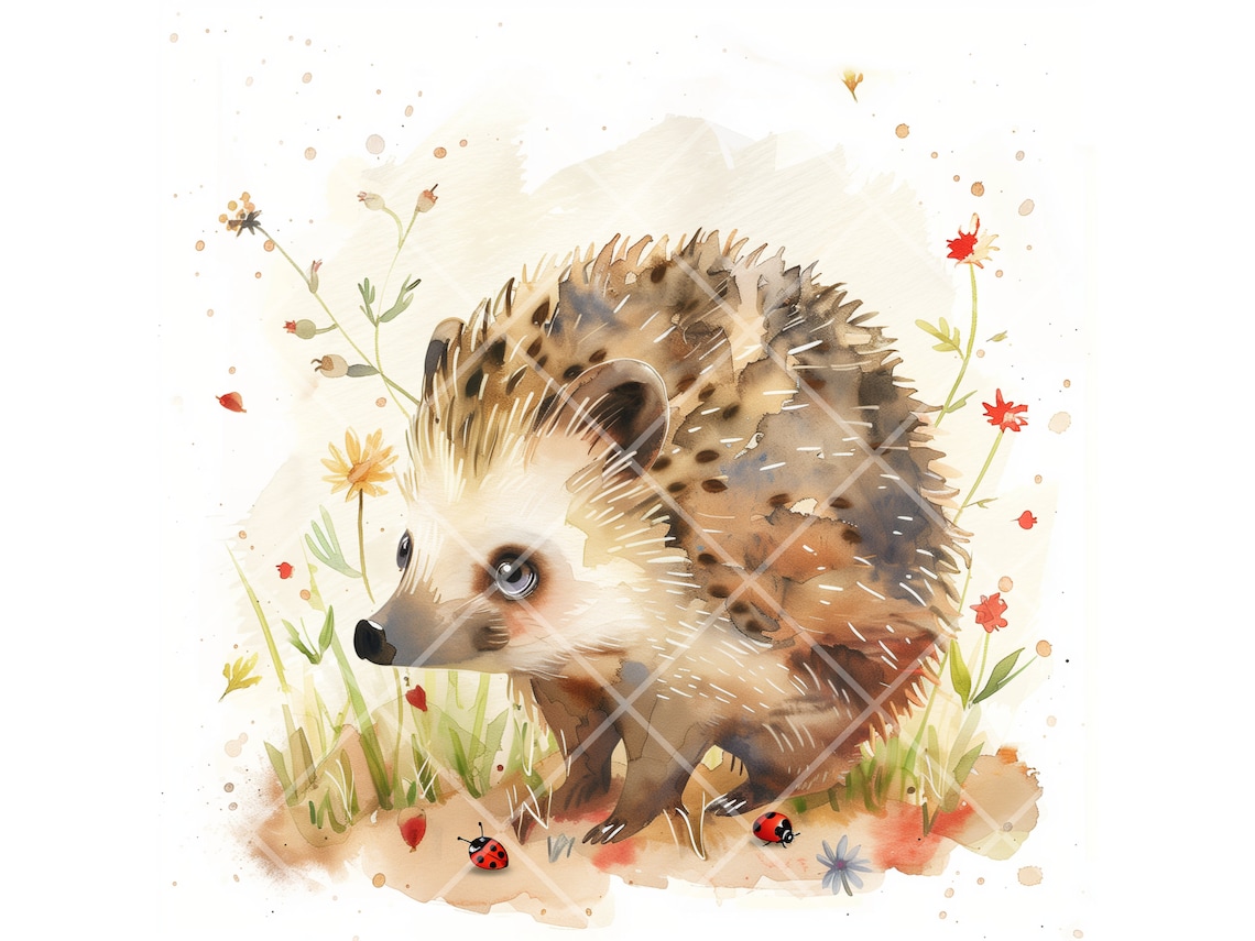Cute Hedgehog Clipart Bundle Watercolor High Quality Pngs Digital ...