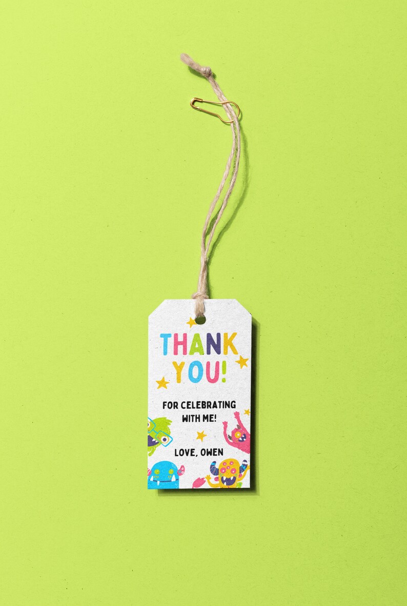 Monsters Birthday Thank You Tags | Printable | Monster Party Favor Tag ...
