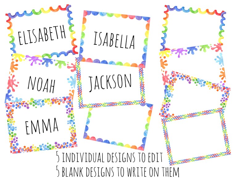 Classroom Name Tags Template Watercolor | Editable | Printable ...