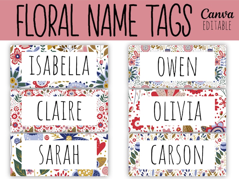 Classroom Name Tags Template Flowers | Editable | Printable ...