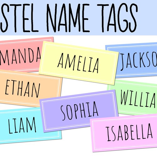 Classroom Name Tags Template Pastel Editable Printable - Etsy