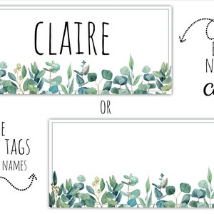 Classroom Name Tags Template Eucalyptus Greenery Botanical Editable ...