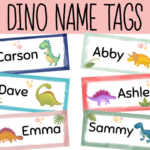 Classroom Name Tags Template Dinosaur Editable Printable - Etsy
