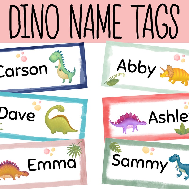 Dinosaur Name Tags - Etsy