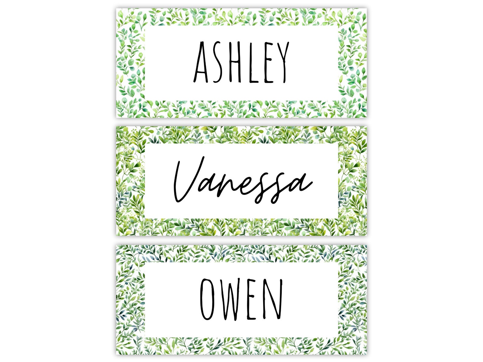 Classroom Name Tags Template Greenery Botanical Leafy Editable ...