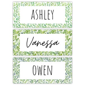 Classroom Name Tags Template Greenery Botanical Leafy Editable ...