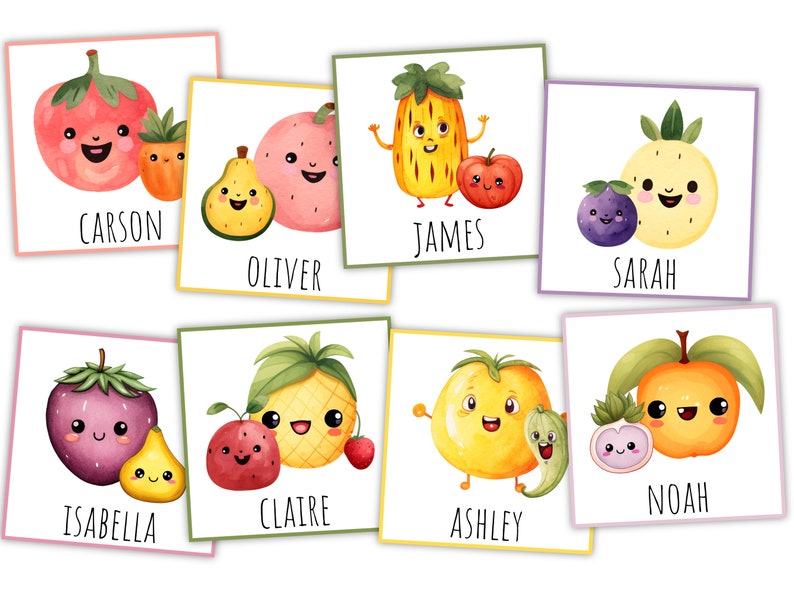 Classroom Name Tags Template Spring Fruit Editable Printable Elementary ...