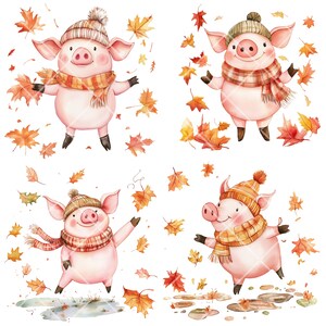 Cute Autumn Pig Pumpkins Clipart, Watercolor PNG, Digital Download ...