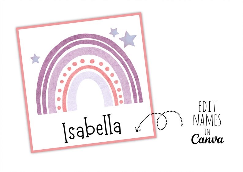 Classroom Name Tags Template Editable Watercolor Rainbow | Printable ...