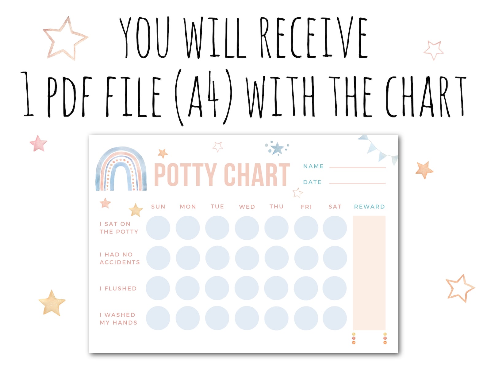 Potty Chart Printable Rainbow | Potty Training Chart | Reward Chart ...