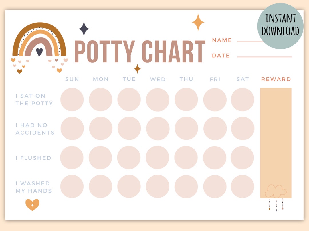 Potty Chart Printable Boho Rainbow | Potty Training Chart | Reward ...