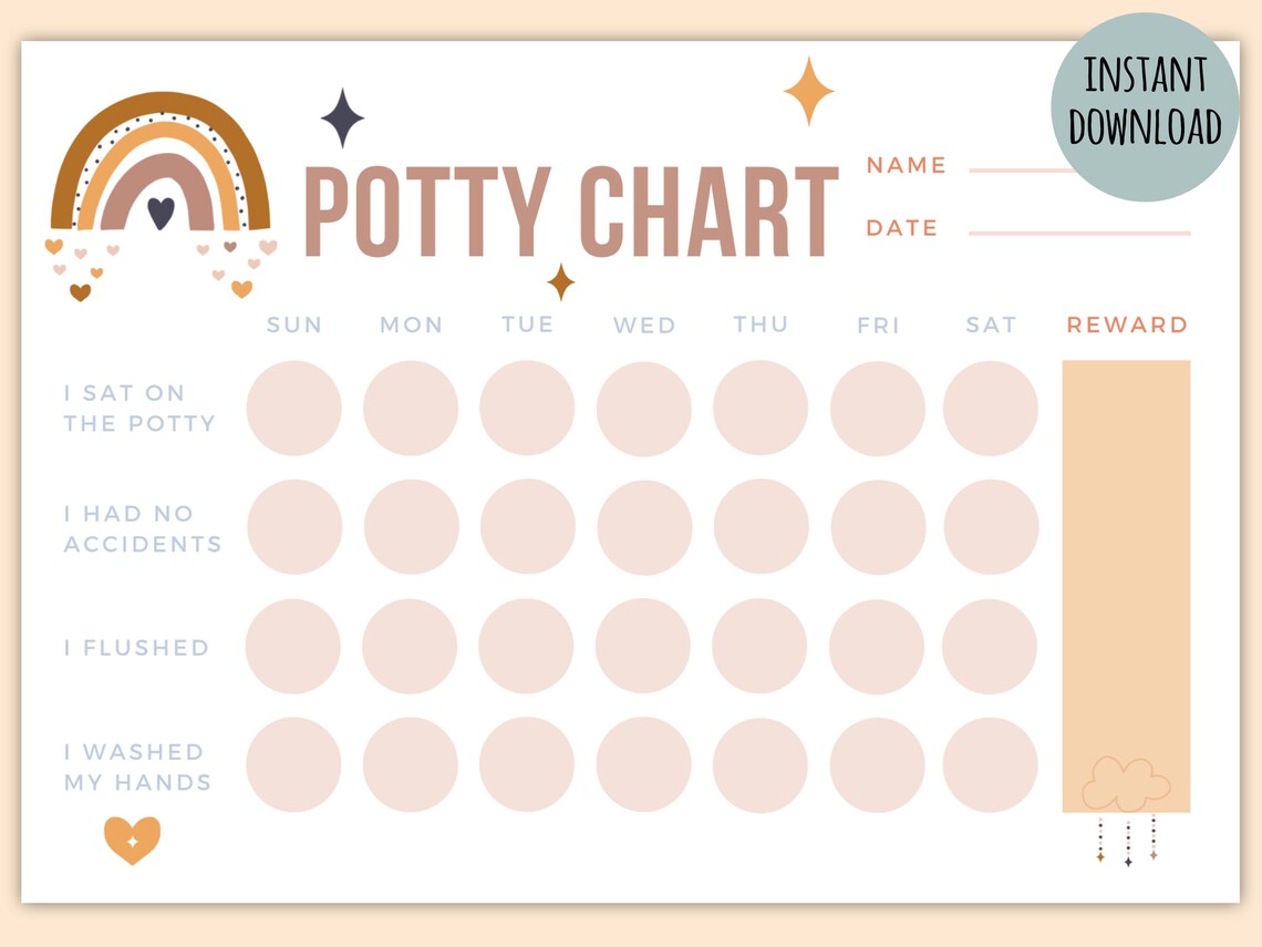 Potty Chart Printable Boho Rainbow Potty Training Chart - Etsy