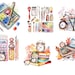 School Supplies Clipart, Watercolor Pngs, Instant Download, Classroom ...