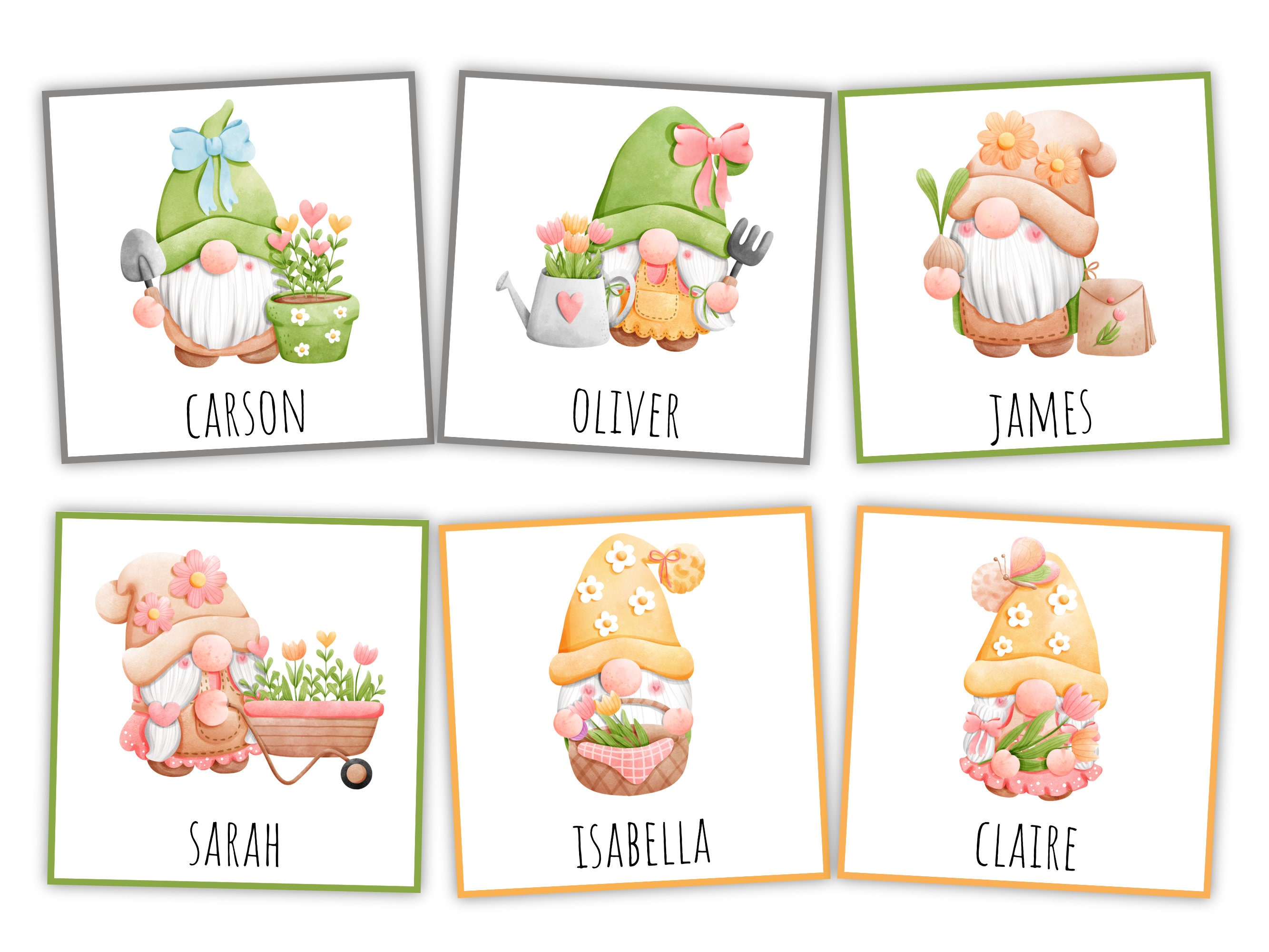 Spring Gnomes Name Tags Template Classroom Editable | Printable ...
