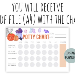 Potty Chart Printable Halloween | Potty Training Chart | Reward Chart ...