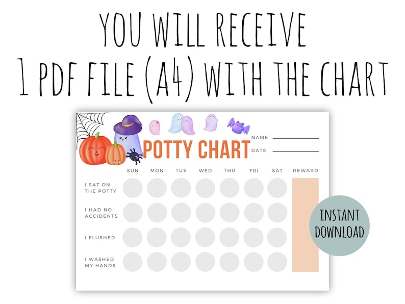 Potty Chart Printable Halloween | Potty Training Chart | Reward Chart ...