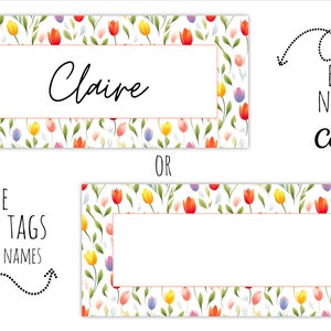 Classroom Name Tags Template Floral Flowers Editable | Printable ...