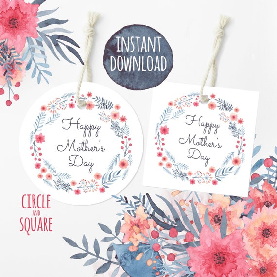 Happy Mother's Day Gift Tag Printable Flowers Floral | Etsy