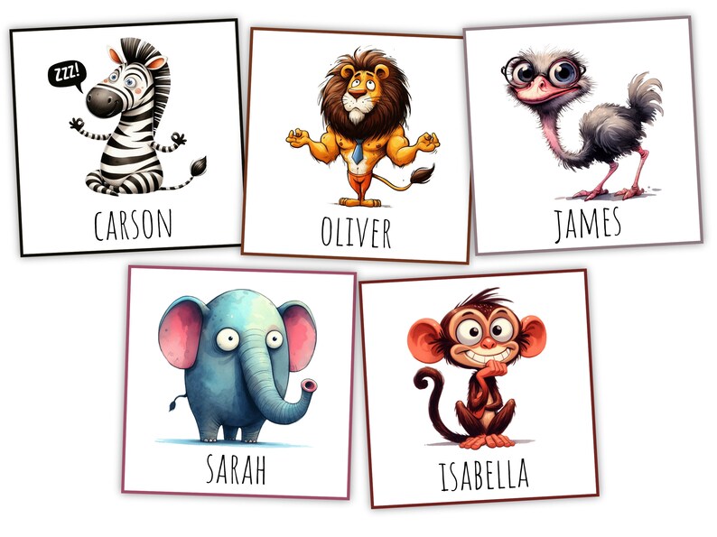 Funny Animals Name Tags Template Classroom Editable | Printable ...