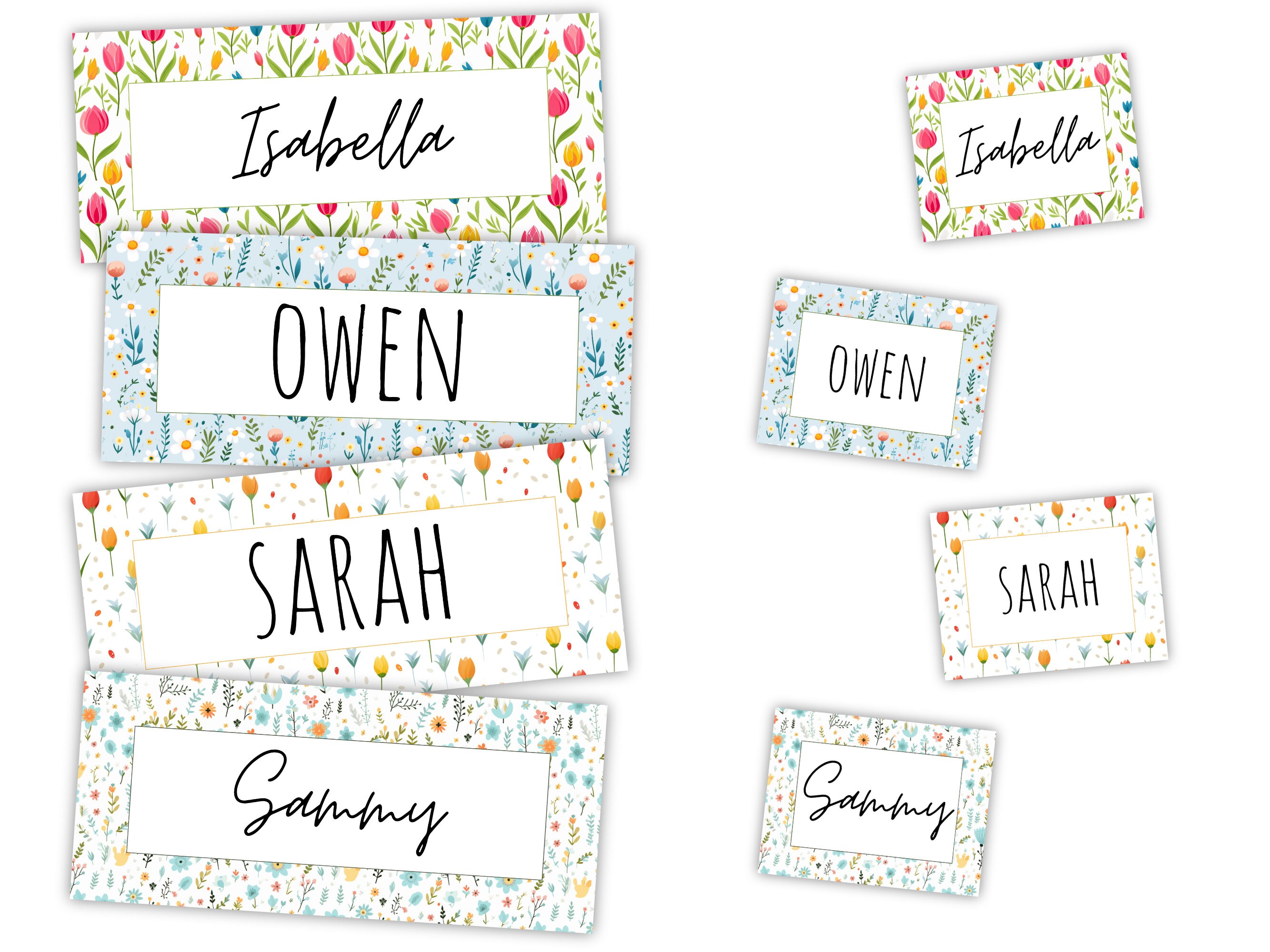 Classroom Name Tags Template Floral Flowers Editable | Printable ...