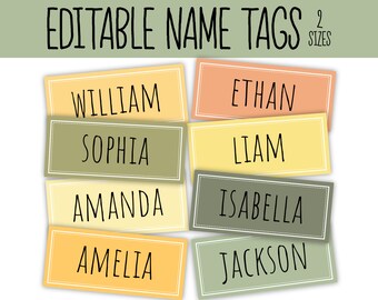Classroom Name Tags Template Watercolor Editable Printable Elementary ...