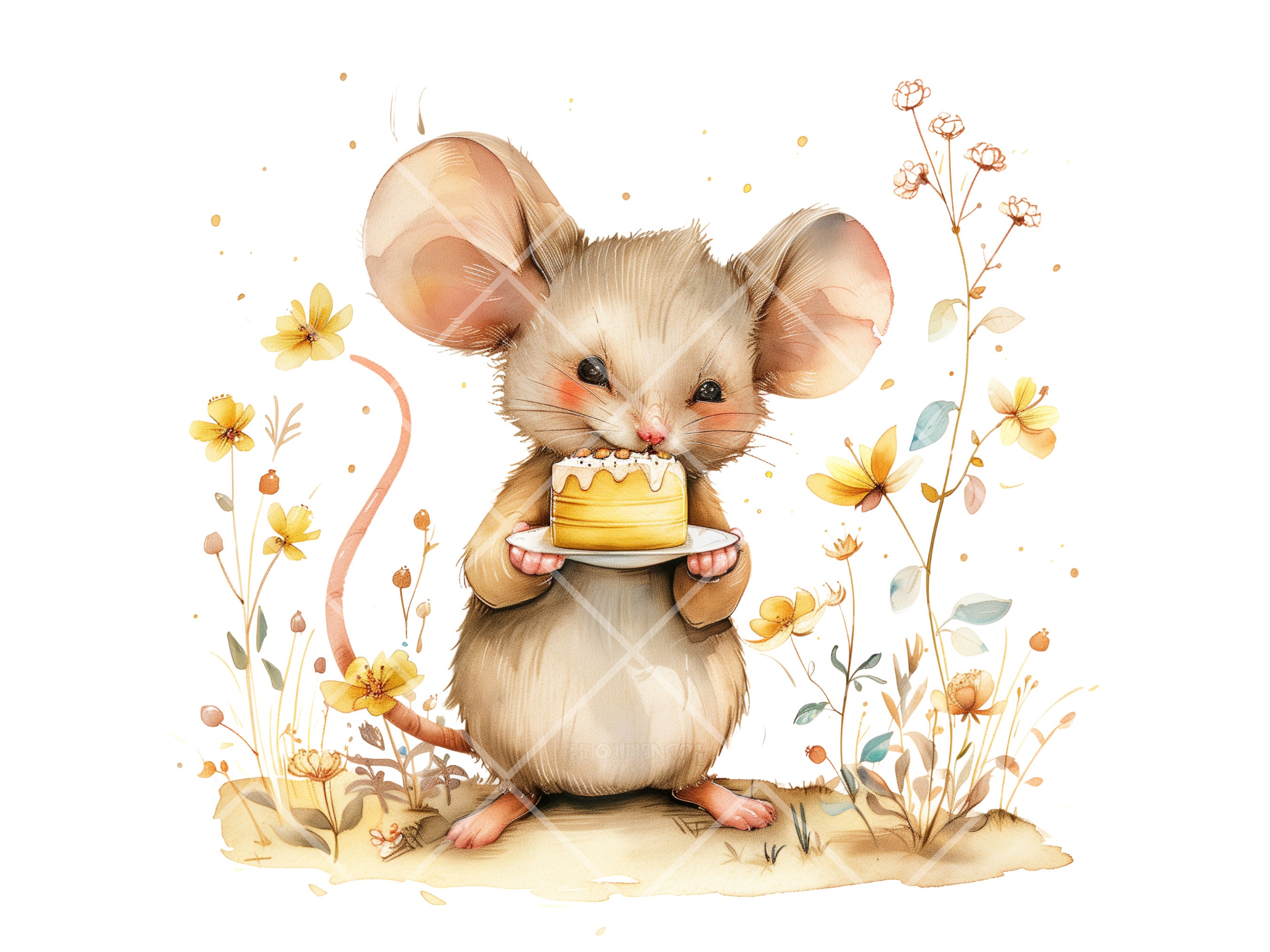Cute Mouse Clipart Bundle Watercolor | High Quality Pngs | Digital ...