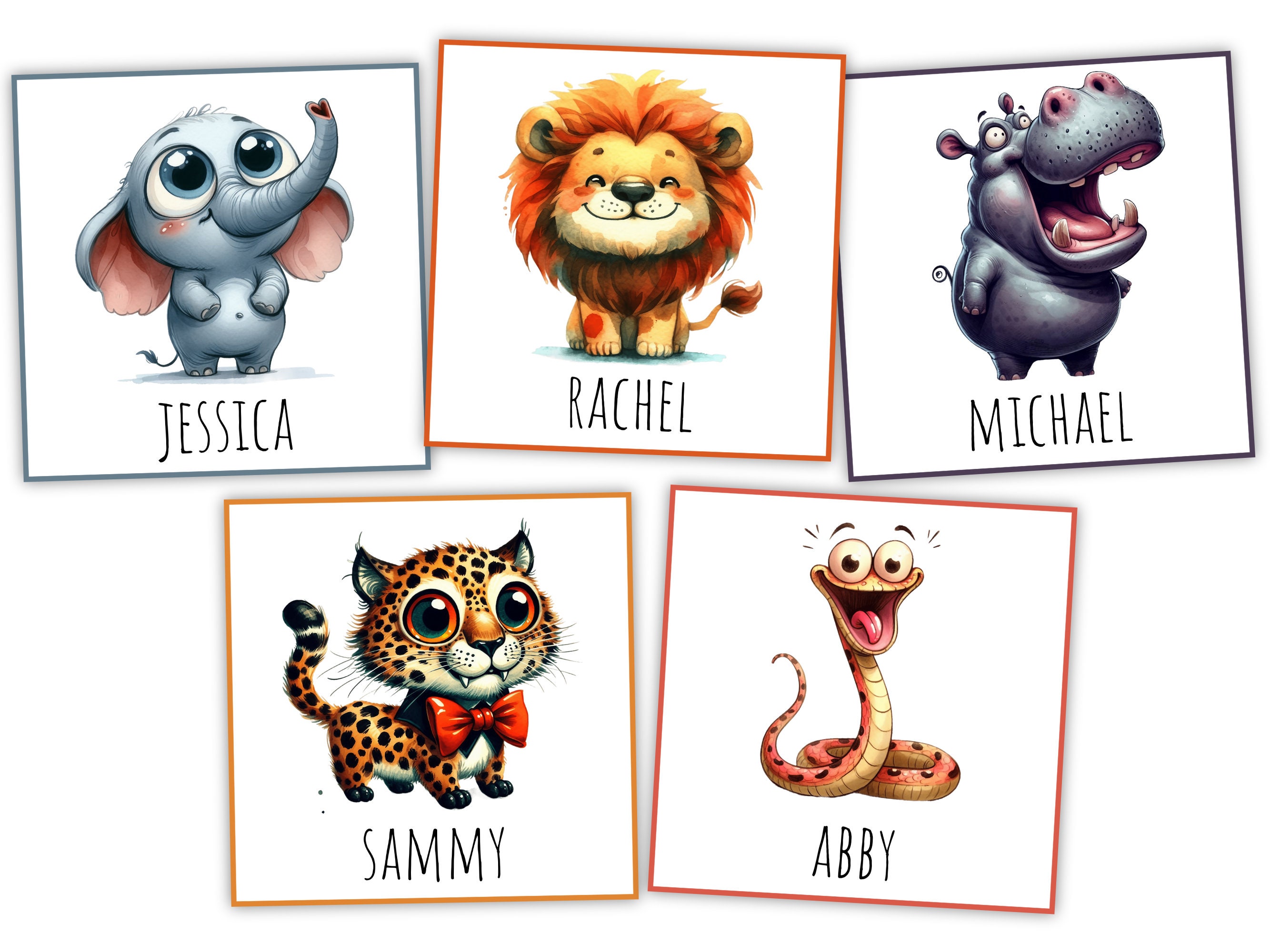Funny Animals Name Tags Template Classroom Editable | Printable ...