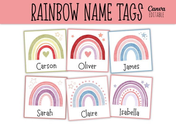 Rainbow Name Tags Printable