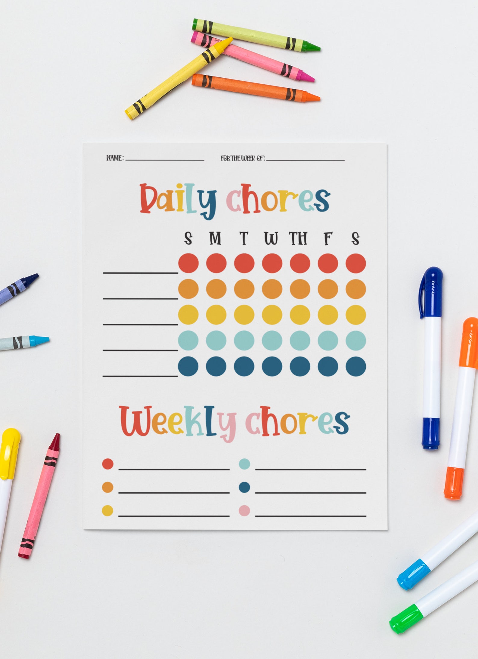 Chore Chart for Kids Weekly | Printable PDF | Editable | Daily Chores ...