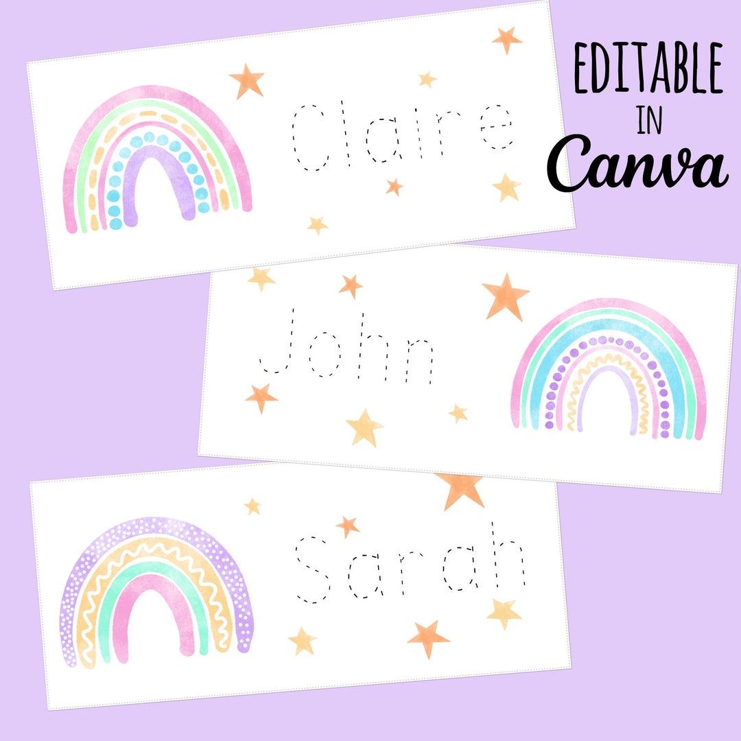 Classroom Name Tags Template Rainbow | Editable | Printable | Classroom ...