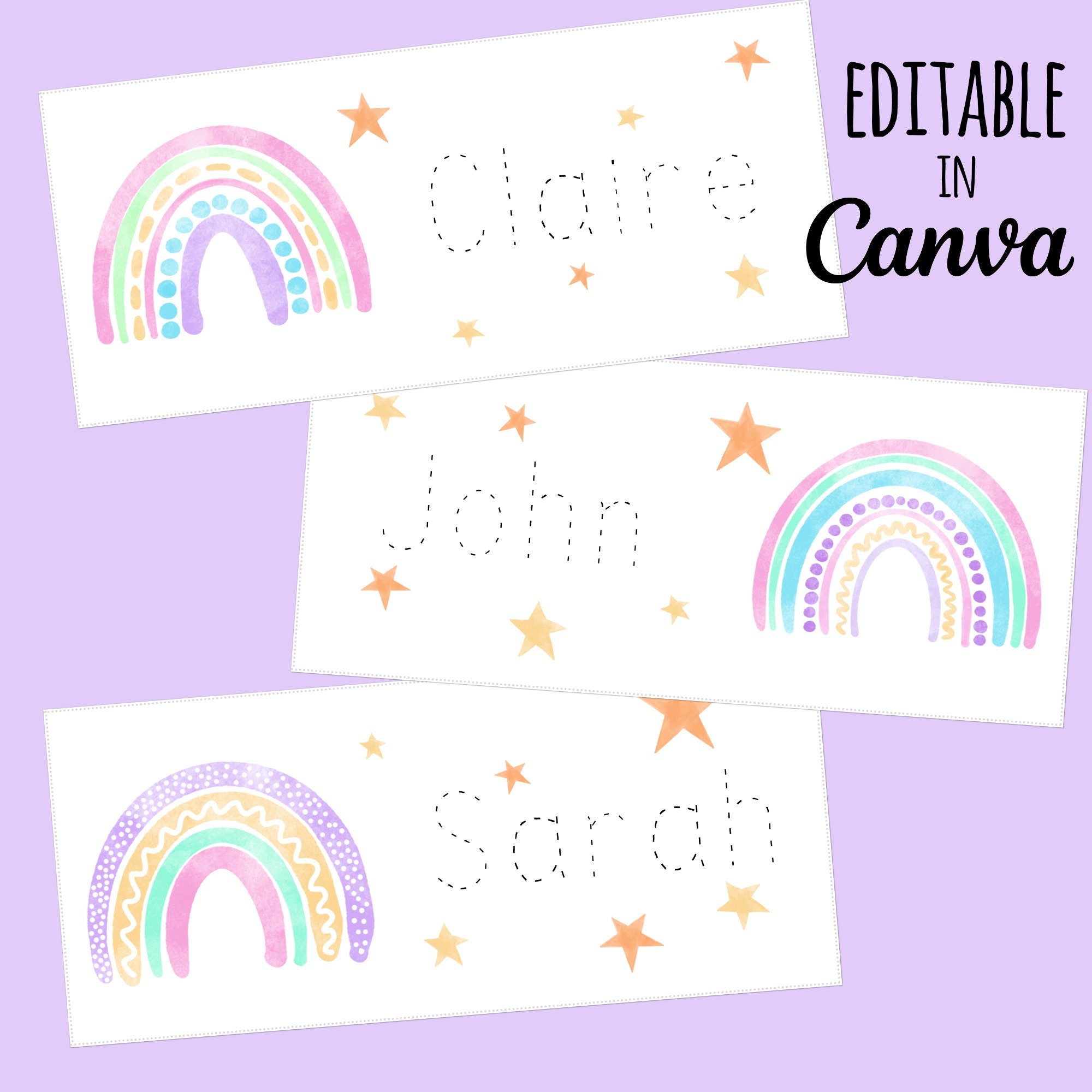 Classroom Name Tags Template Rainbow | Editable | Printable | Classroom ...