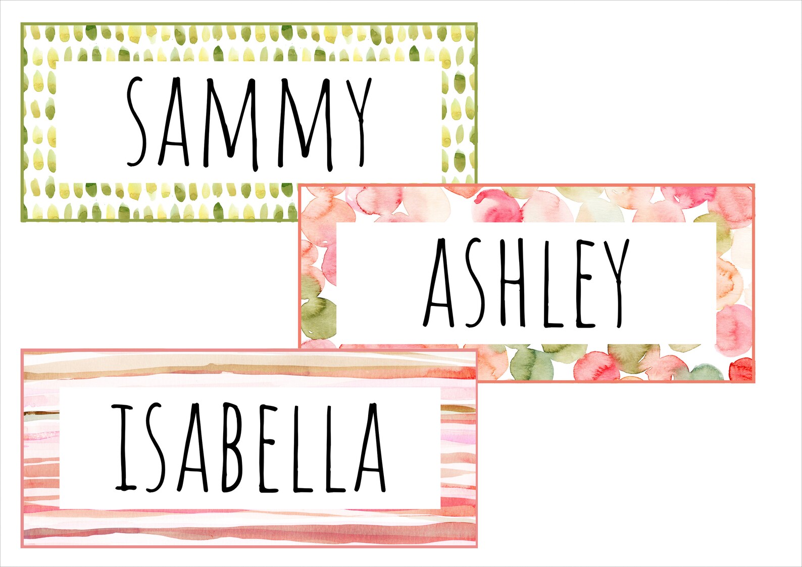 Classroom Name Tags Template Watercolor Editable | Printable ...