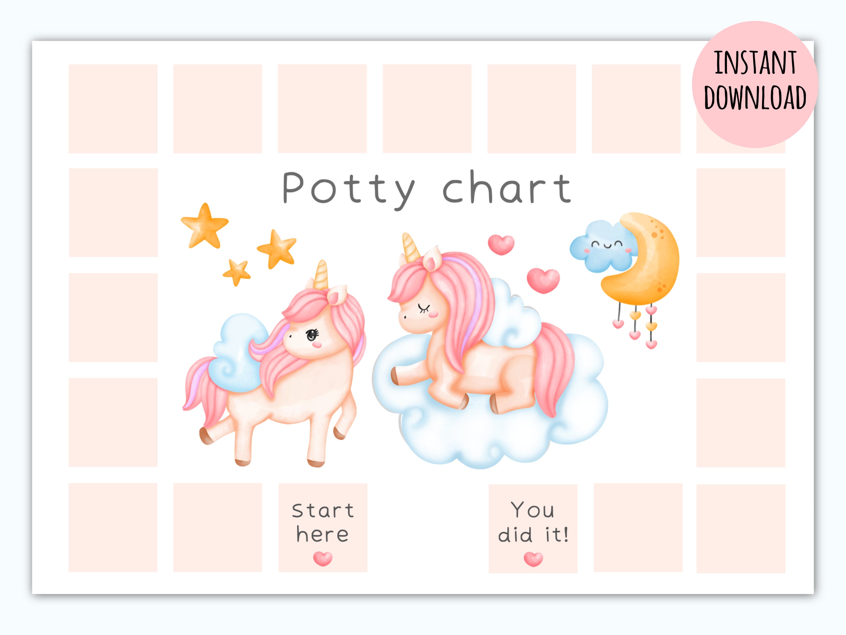 Potty Chart Printable Girl Unicorn | Potty Training Chart | Reward ...