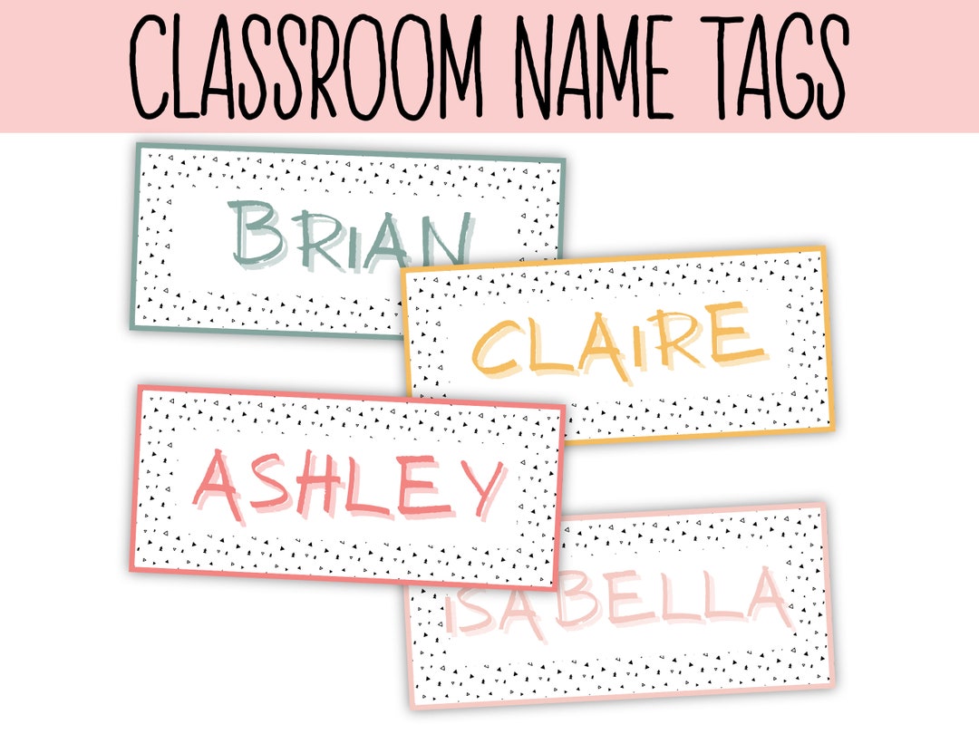 Classroom Name Tags Template Pastel Doodle Editable | Printable ...