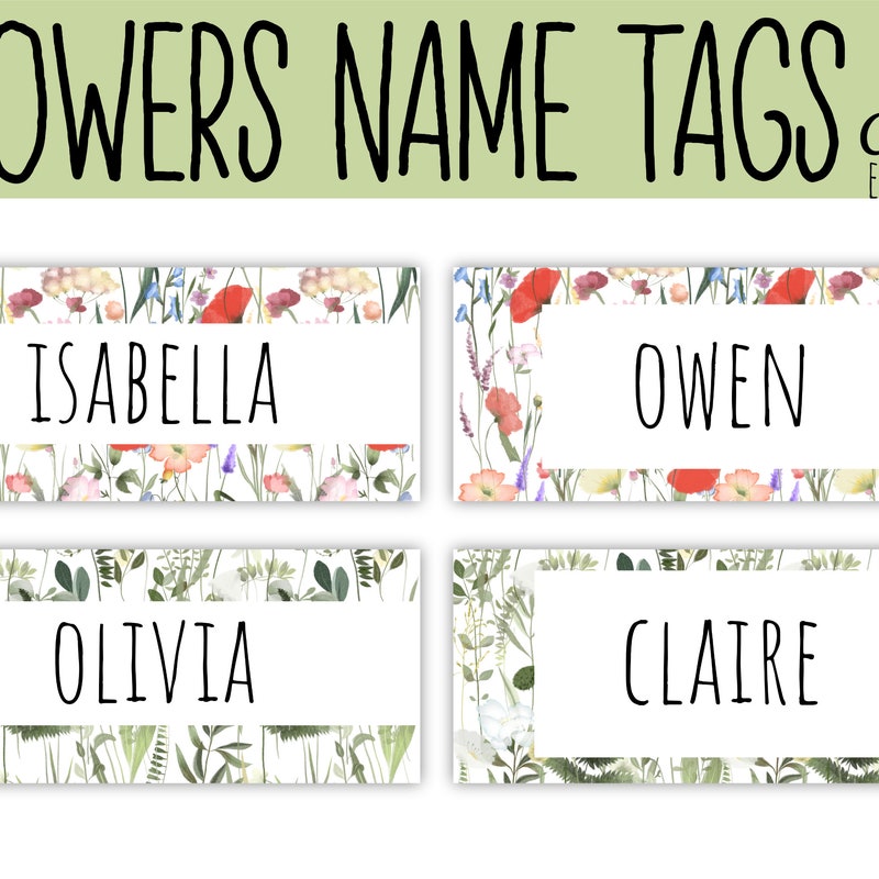 Flower Name Tags - Etsy
