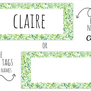 Classroom Name Tags Template Greenery Botanical Leafy Editable ...