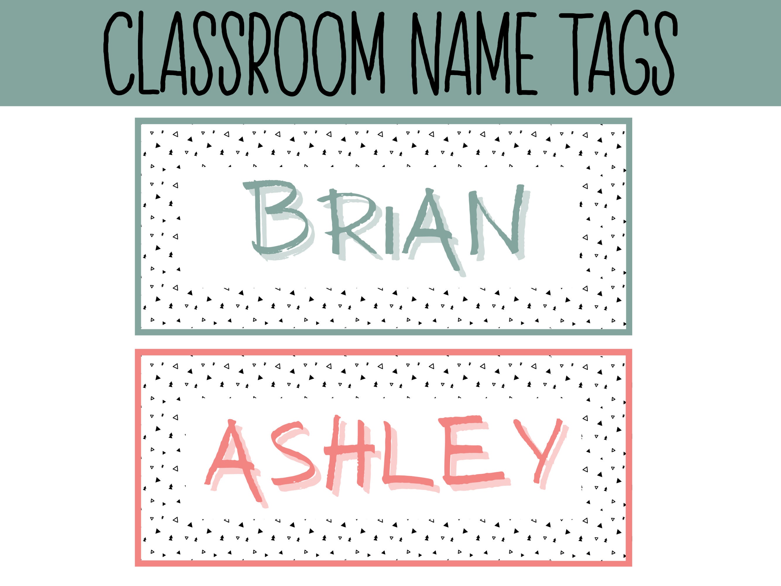 Classroom Name Tags Template Pastel Doodle Editable - Etsy